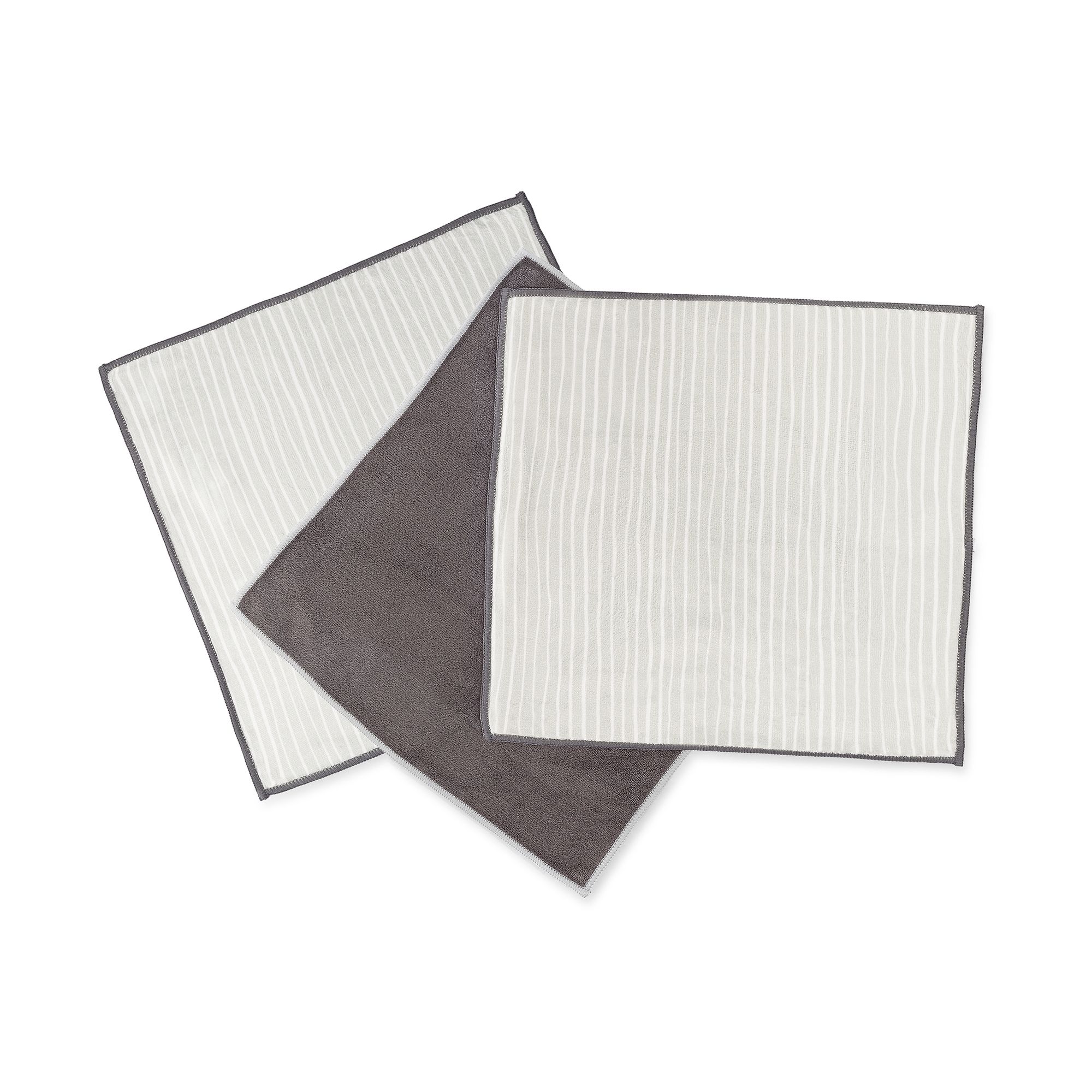Full Circle Renew Microfiber Cloths set/3 Stripe - Grey